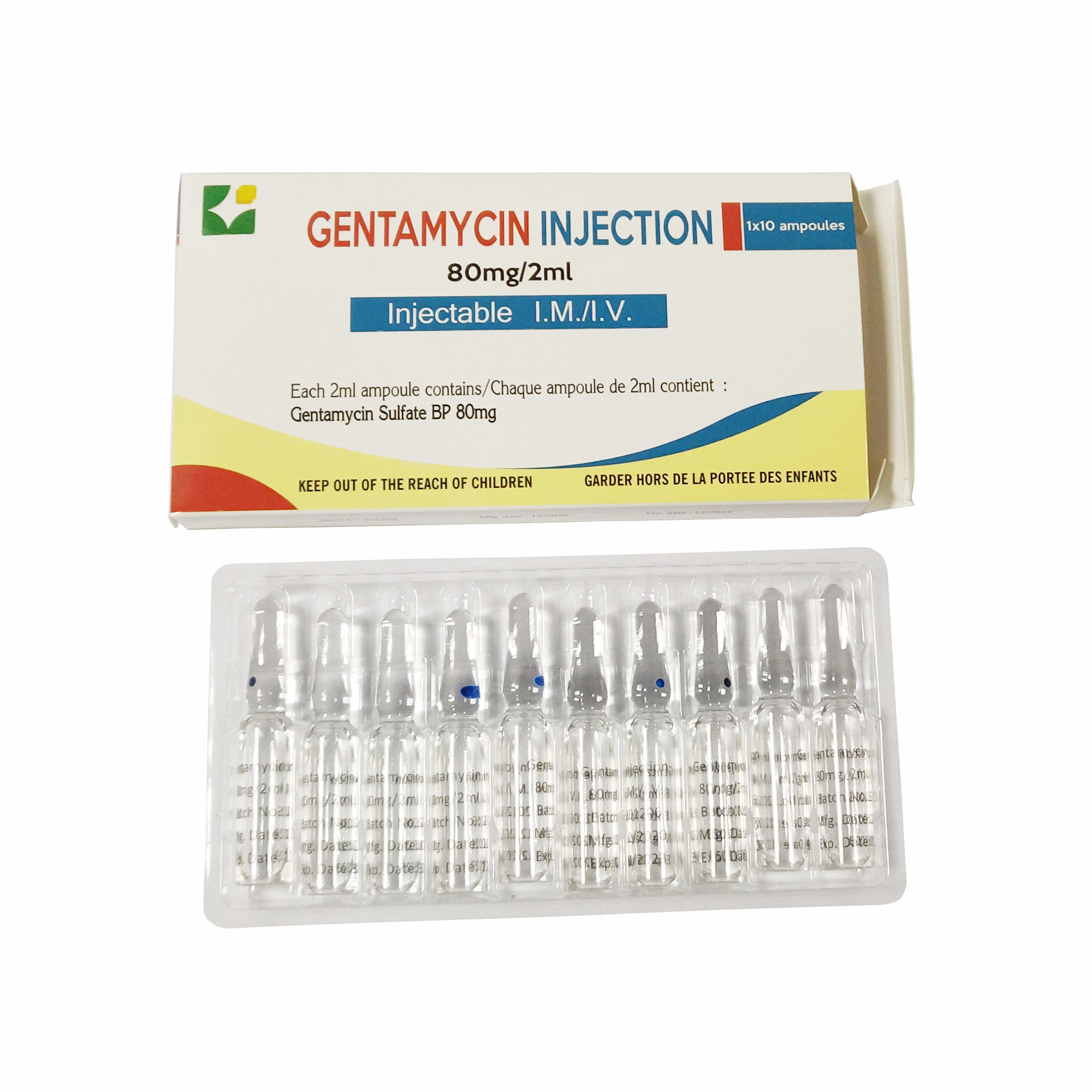 Clear Liquid Gentamycin Small Volume Injection 2ml 80mg 10 Vials/Box
